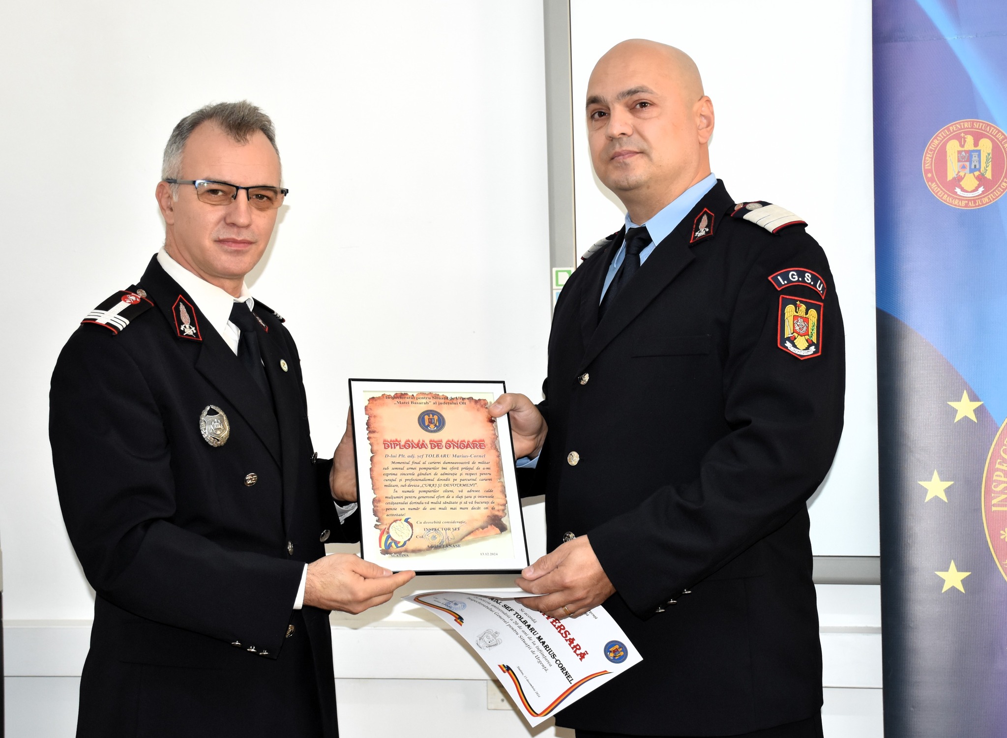 Plutonier adjutant șef Tolbaru Marius-Cornel, din cadrul ISU Olt, a ...